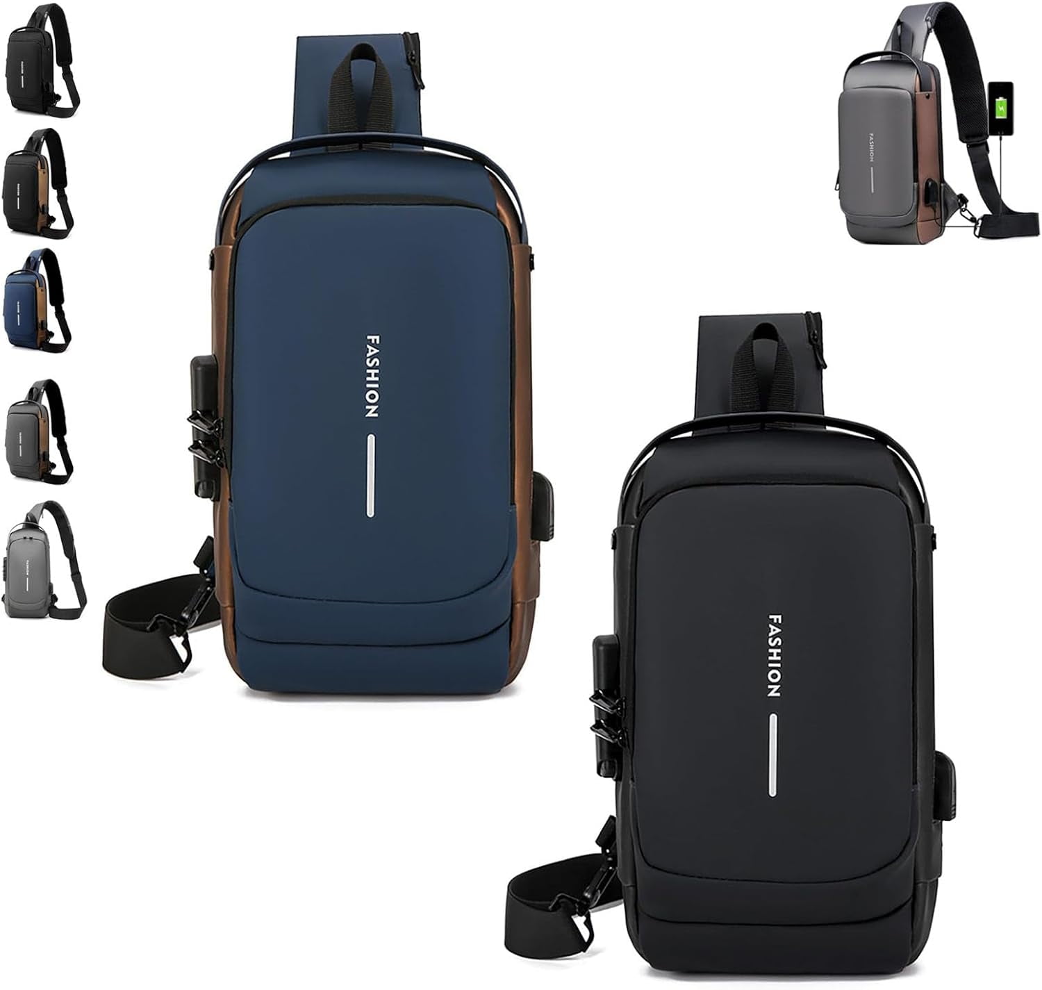 Auricz Bag, New Carbon Fiber Streamline Anti-theft Sling Bag-USB ...