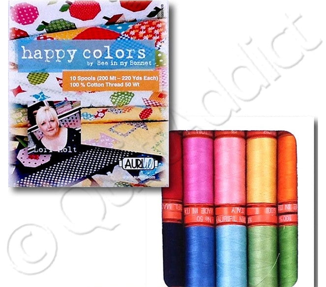 Free Shipping! Aurifil Thread Set HAPPY COLORS By Lori Holt 50wt Cotton ...