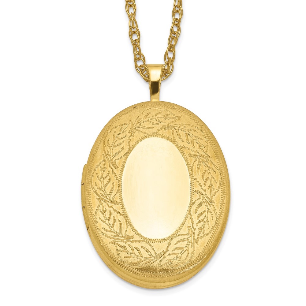 Auriga 1/20 Gold Filled 26 mm Leaf Border Oval Locket Necklace for ...