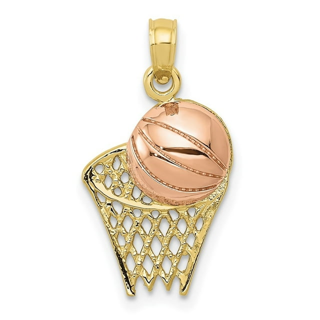 Auriga 10K Two-Tone Gold Basketball Hoop with Ball Pendant for Women (L ...