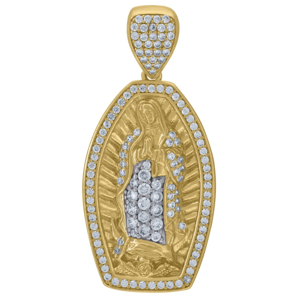 Auriga 10K Two-Tone Gold Cubic Zirconia Lady Of Guadalupe Religious ...