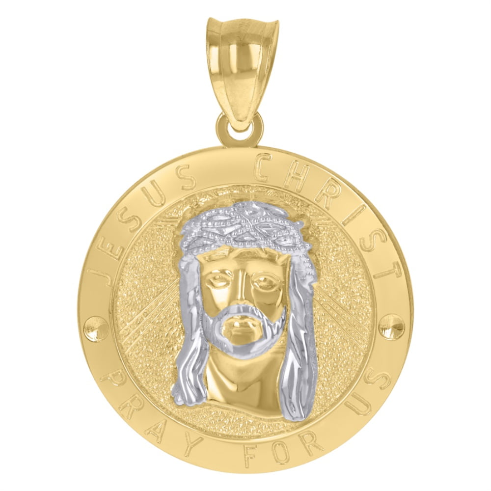 Auriga 10k Gold Two-Tone Jesus Christ Pray For Us Religious Medallion ...