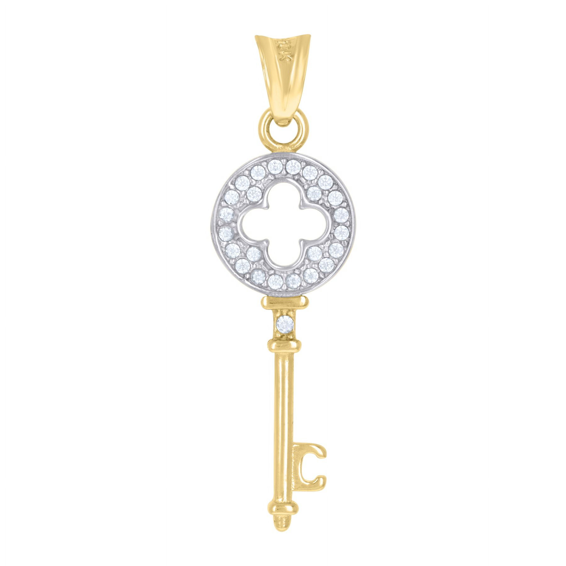 Auriga 10k Two-Tone Gold Cubic Zirconia Key Charm Pendant for Women ...