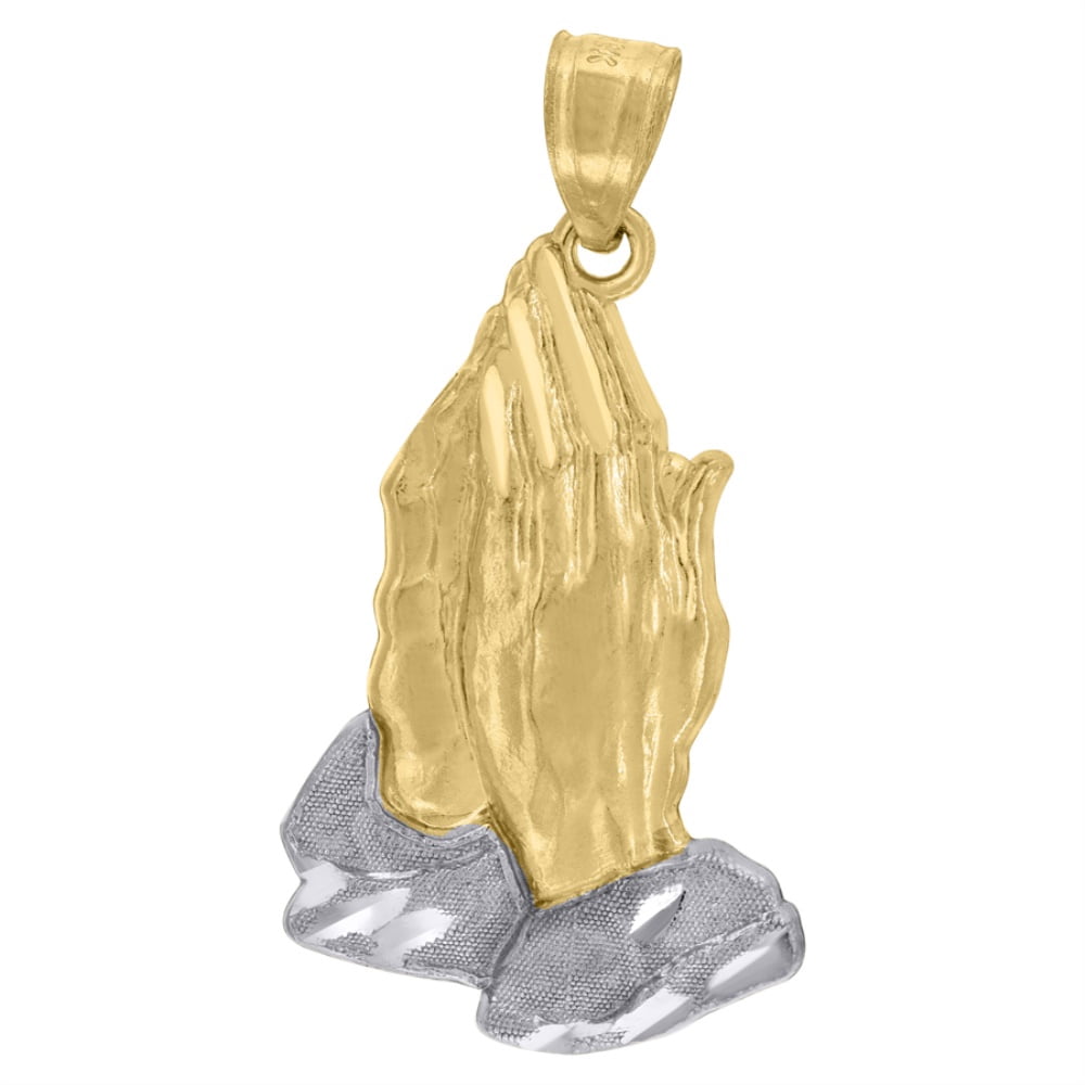 Auriga 10k Two-Tone Gold Praying Hands Religious Charm Pendant for ...