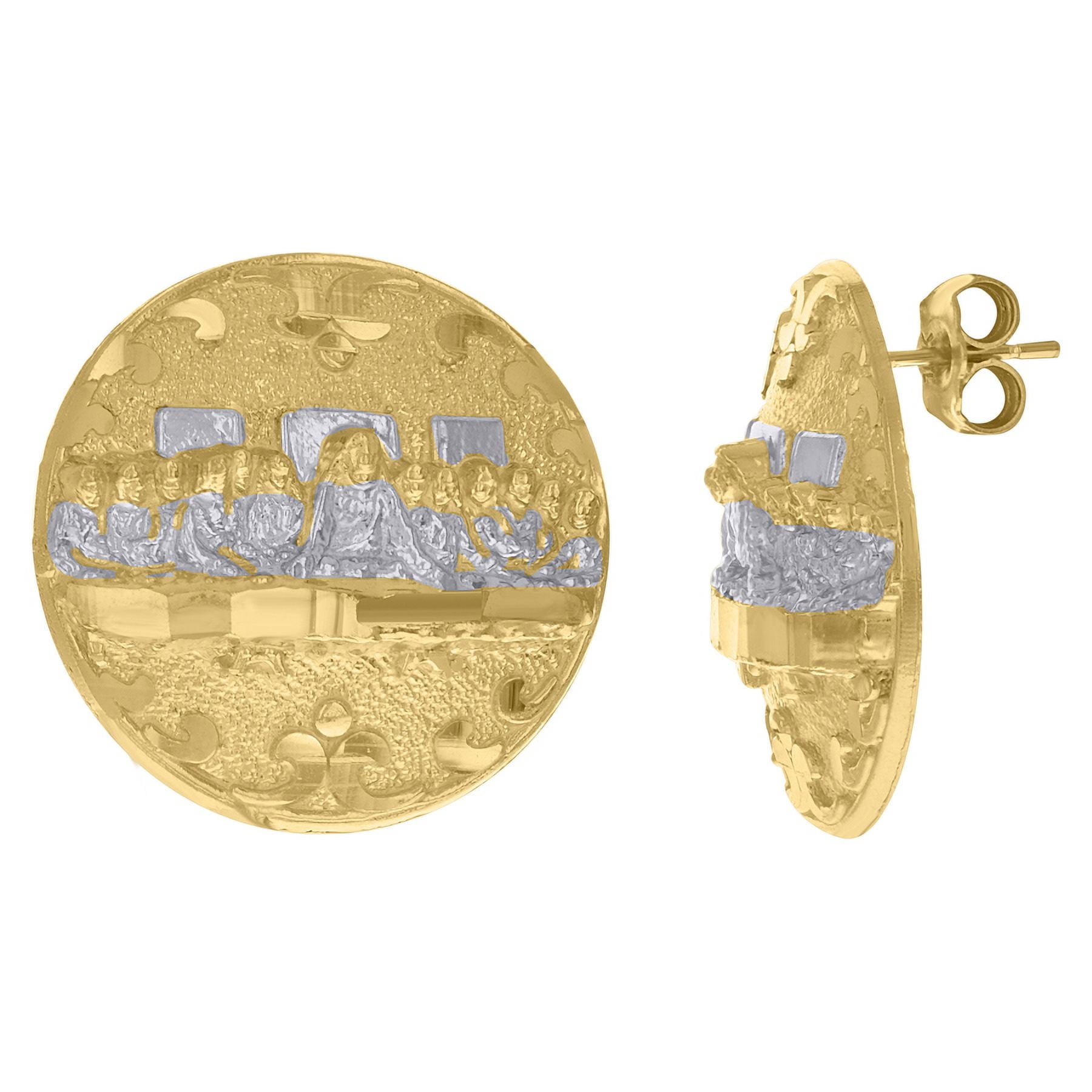 Auriga Fine Jewelry 10K Two-Tone Gold Religious Last Supper Stud ...