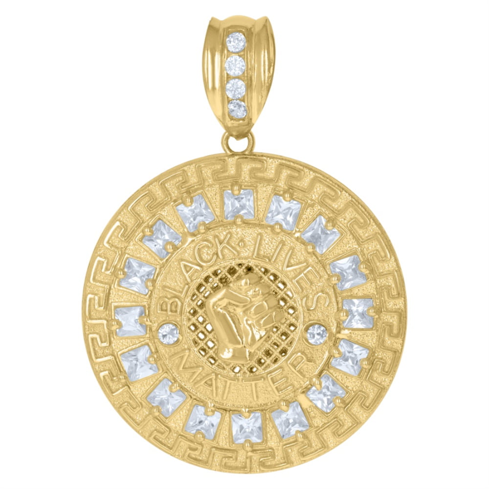 Auriga 10k Yellow Gold CZ Talking Black Lives Greek Key Border ...