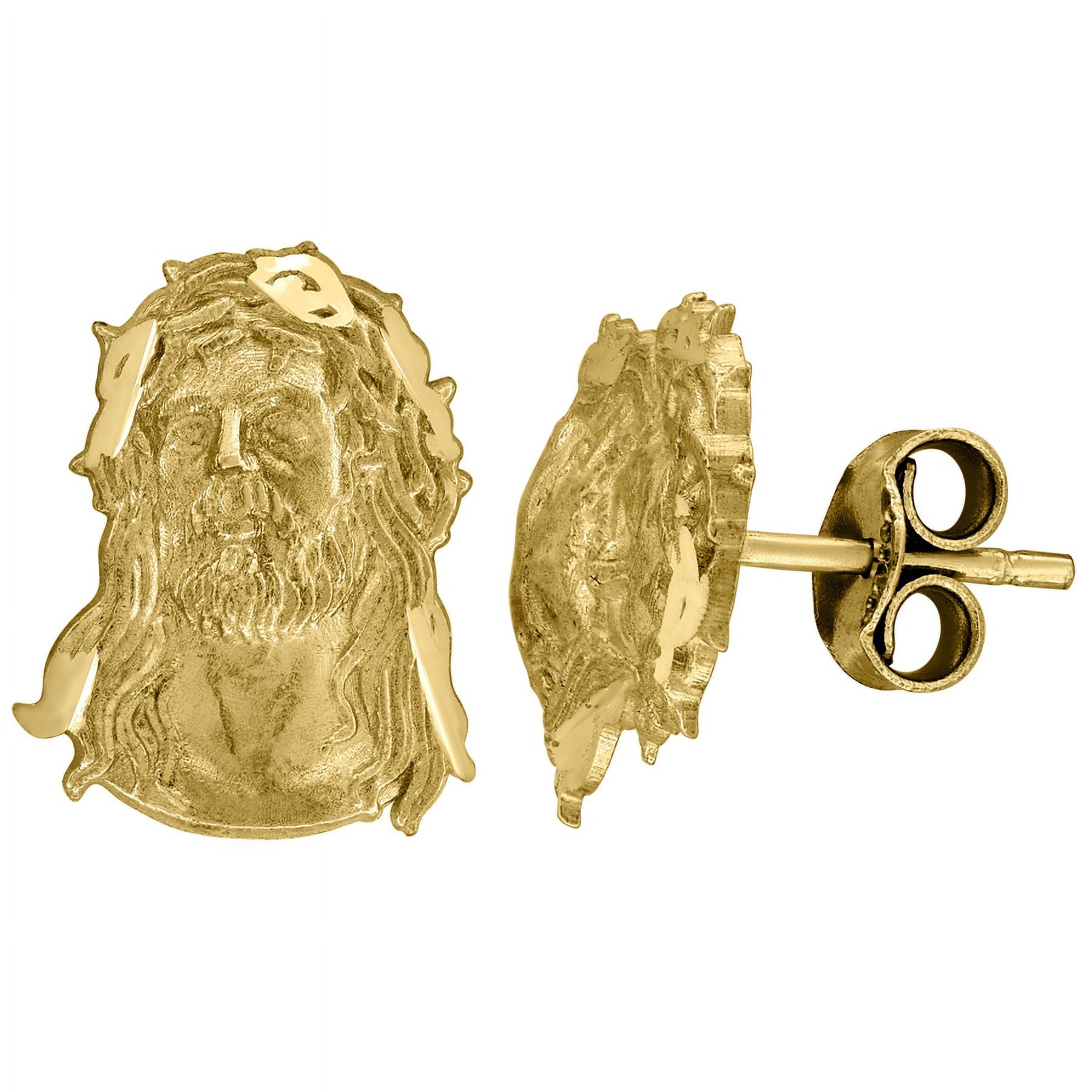 Auriga 10k Yellow Gold Dc Jesus 11.2mm X 14mm Religious Push Back Stud ...