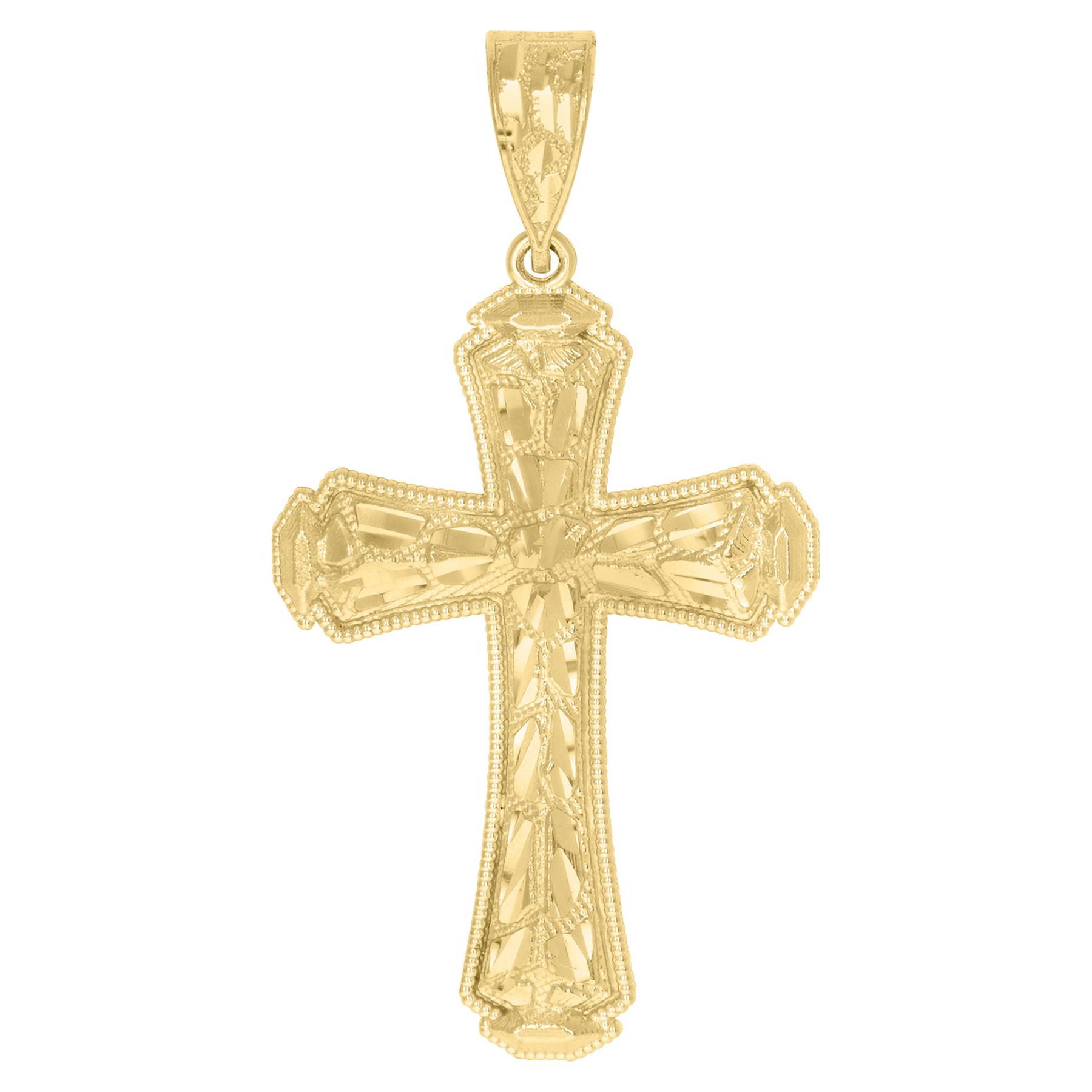 Auriga 10k Yellow Gold Diamond-Cut Nugget Cross Religious Charm Pendant ...