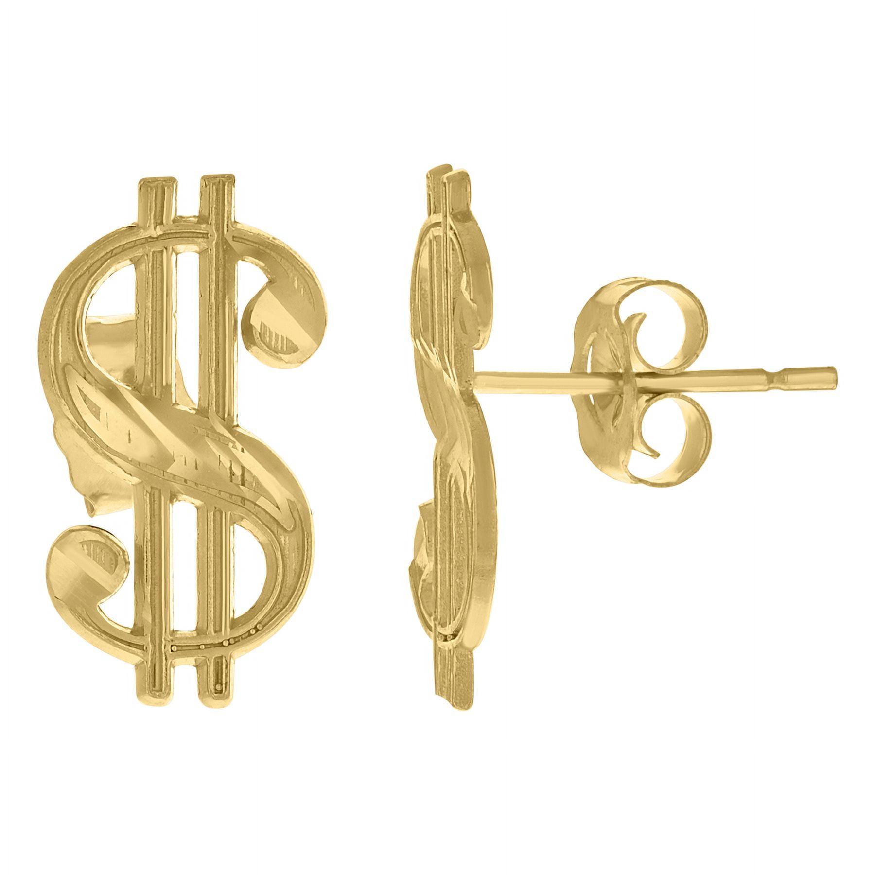 Auriga 10k Yellow Gold Gambling Dollar Sign Stud Earrings for Men ...