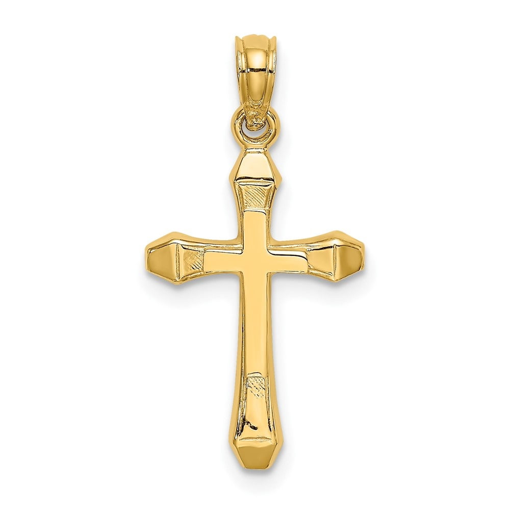 Auriga Fine Jewelry 10K Yellow Gold Polished Beveled Tips Cross Charm ...