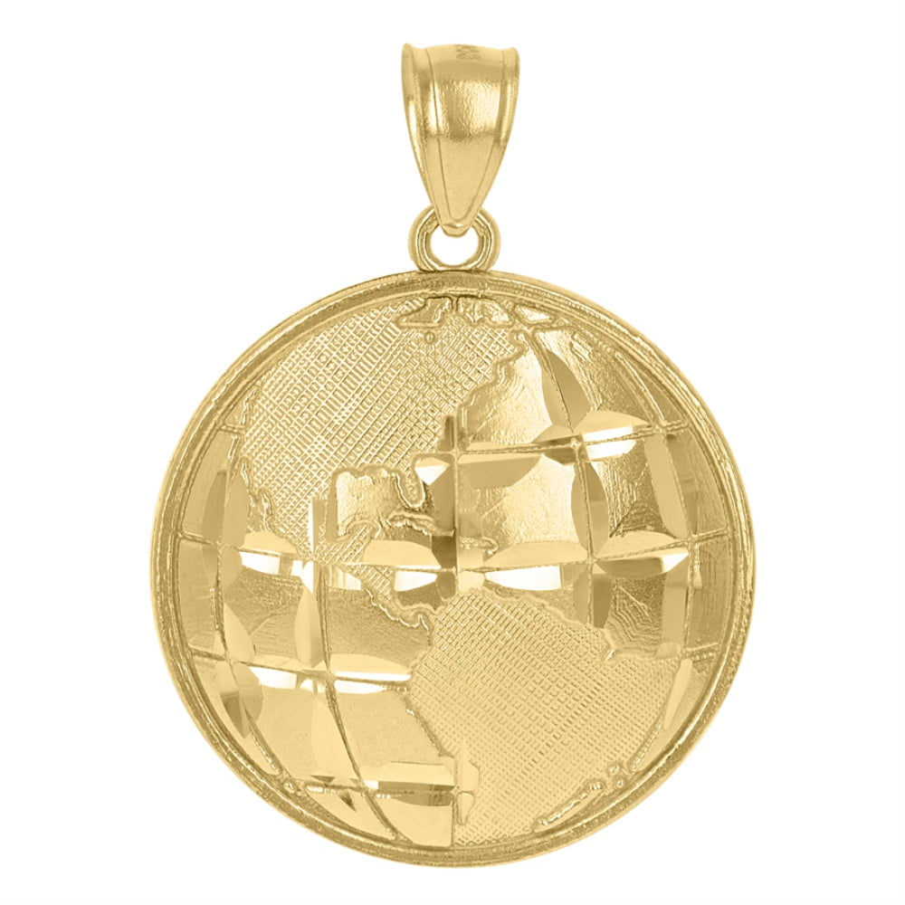 Auriga 10k Yellow Gold World Map Globe Maps Charm Pendant for Men ...
