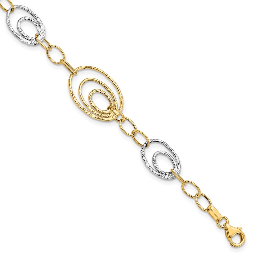 Primal Gold 14 Karat Two-tone Fancy Link 7 Inch Bracelet - Walmart.com
