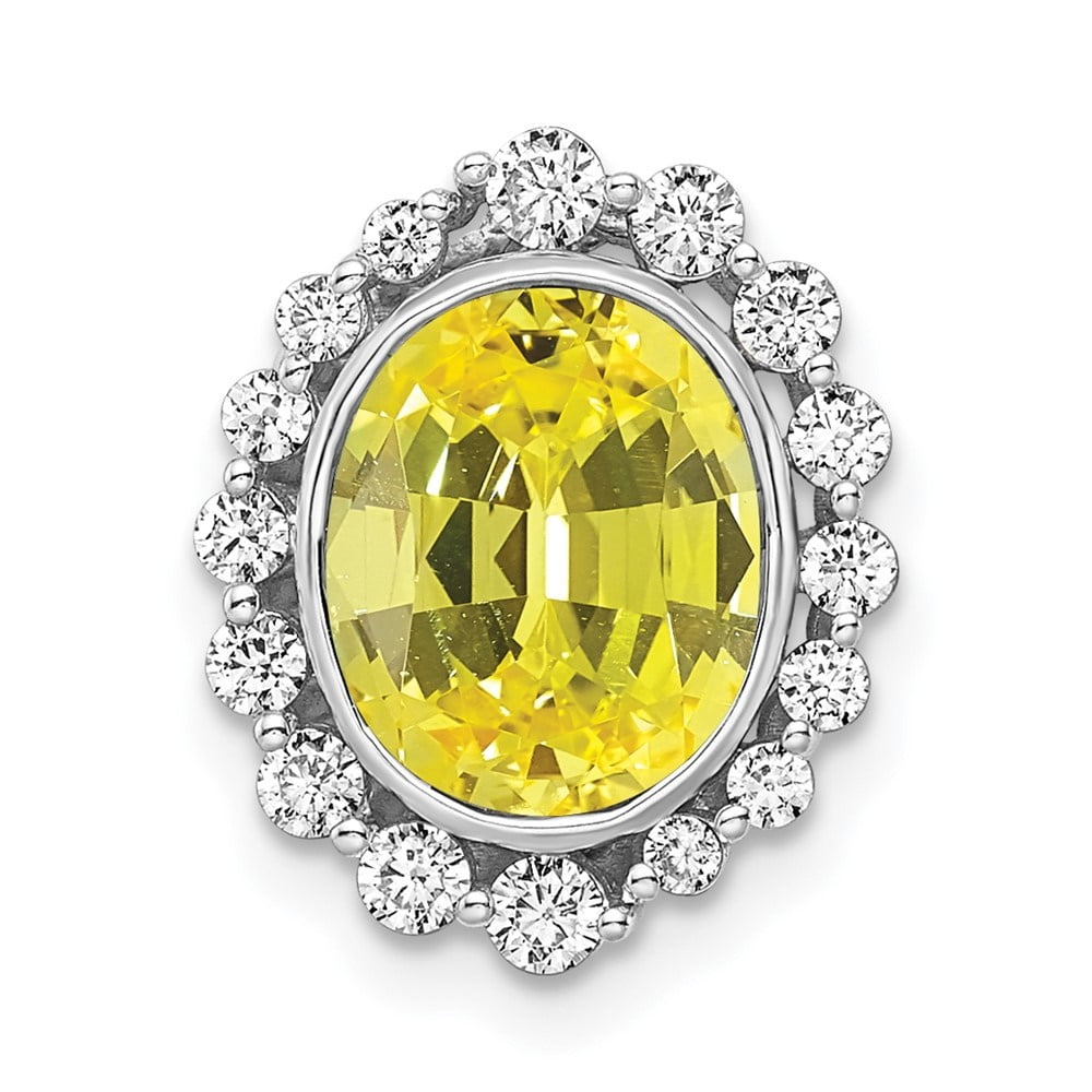 Auriga 14K White Gold Lab Grown Diamond SI1/SI2, G H, & Cr Yellow Sapphire Oval Pendant for ...