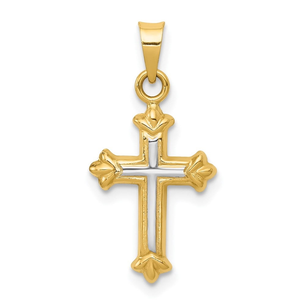 Auriga 14K White and Yellow Gold Two-Tone Hollow Cross Charm Pendant ...