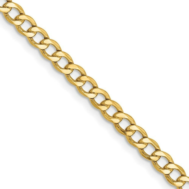 Auriga 14K Yellow Gold 3.35 mm Semi-Solid Curb Chain Necklace for Women ...