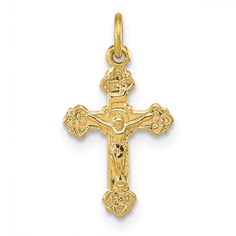 FB Jewels 14K Two Tone Gold INRI Hollow Crucifix Pendant - Walmart.com
