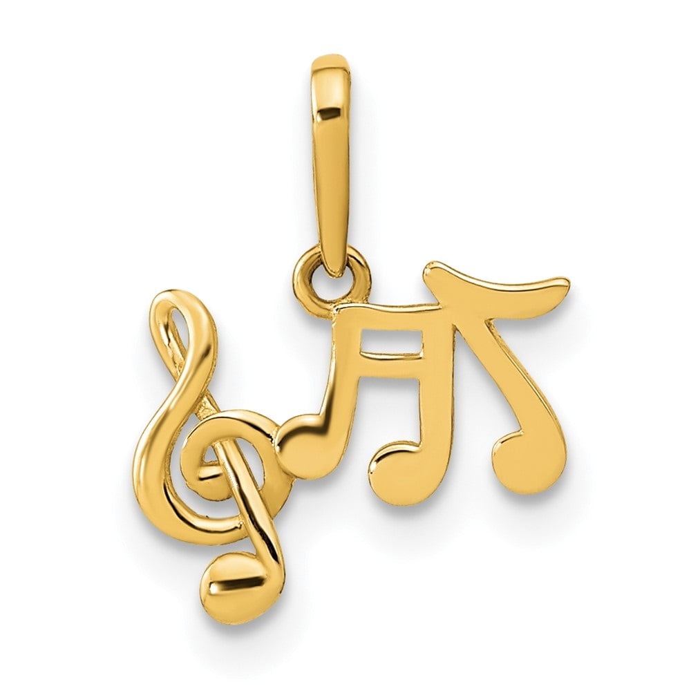 Auriga Fine Jewelry 14K Yellow Gold Polished Music Notes Pendant for ...