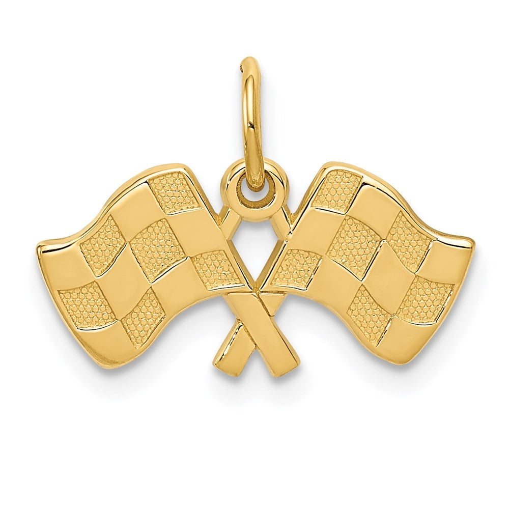 Auriga Fine Jewelry 14K Yellow Gold Racing Flags Charm Pendant for ...