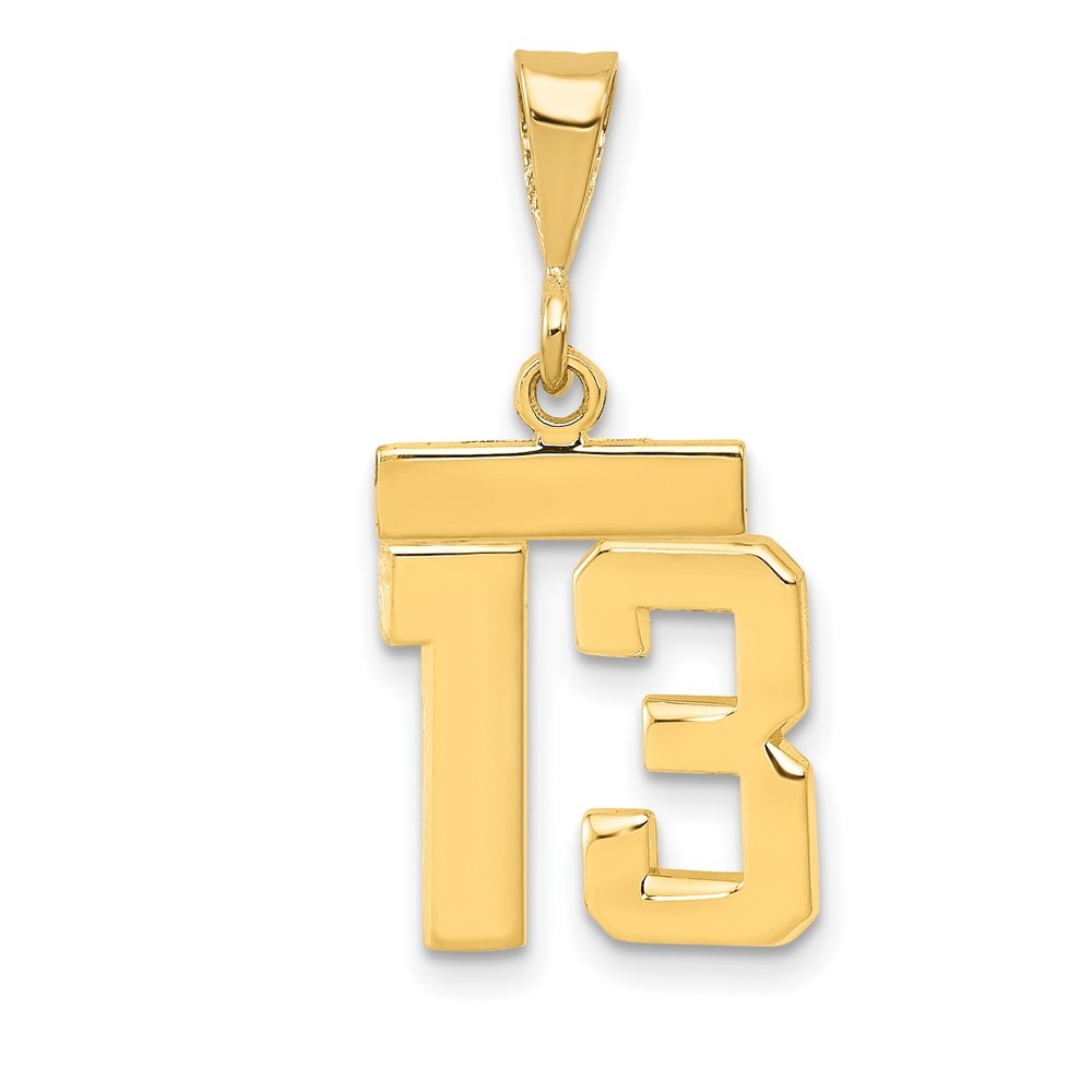 Real 14kt Yellow Gold Large Polished Number 13 Charm Pendant; for ...