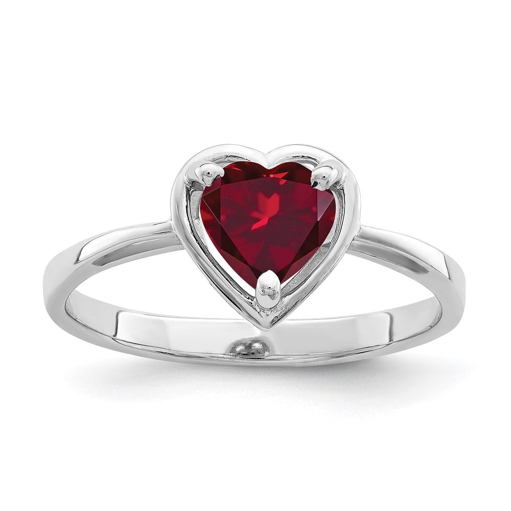 Auriga Fine Jewelry 14K White Gold 6mm Heart Created Ruby Ring ...