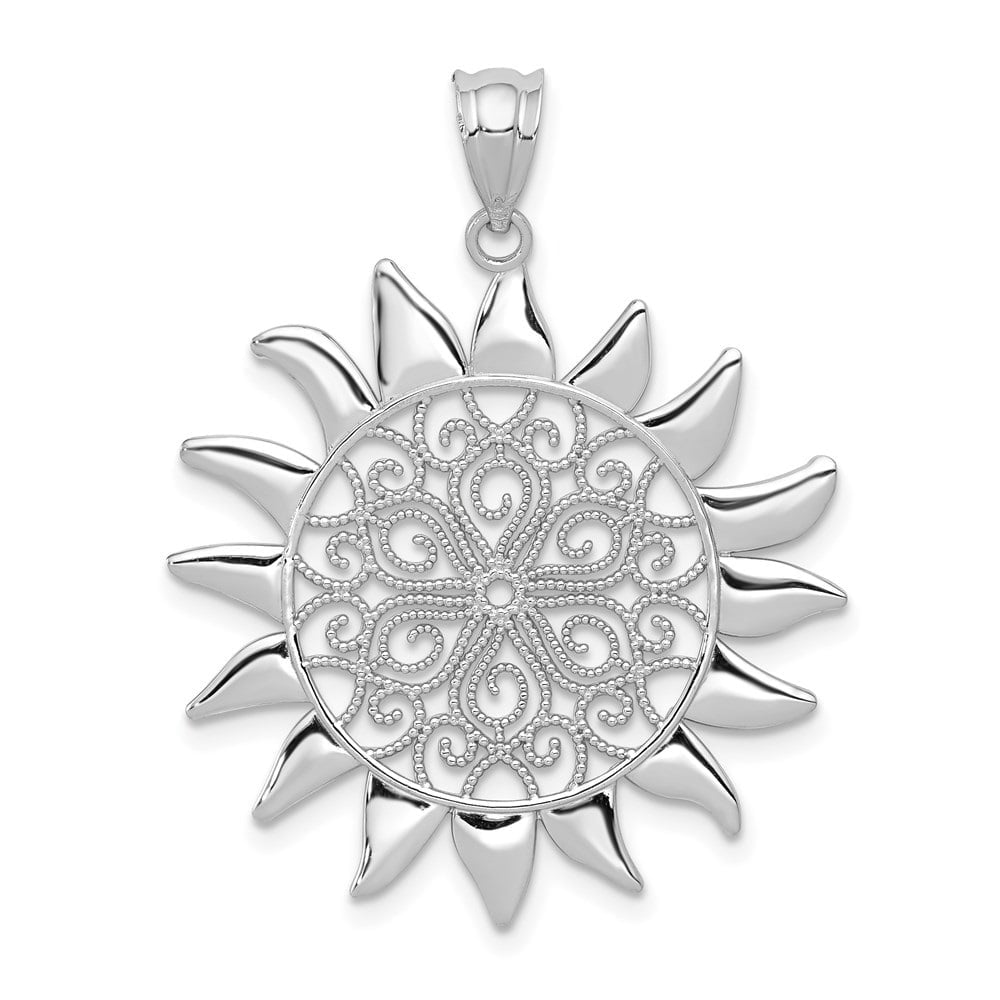 Auriga Fine Jewelry 14K White Gold Filigree Sun Pendant for Women ...
