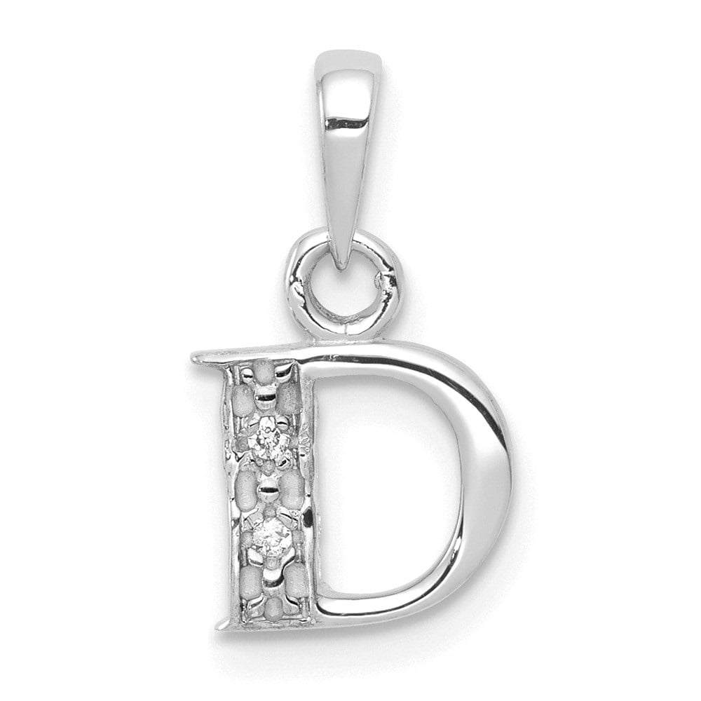 Auriga 14k White Gold Rhodium Diamond Letter D Initial Pendant for ...