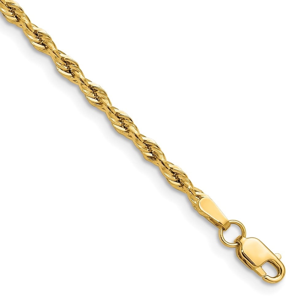 Auriga Fine Jewelry 14K Yellow Gold 2.5mm Semi-Solid Rope 9inch Chain ...
