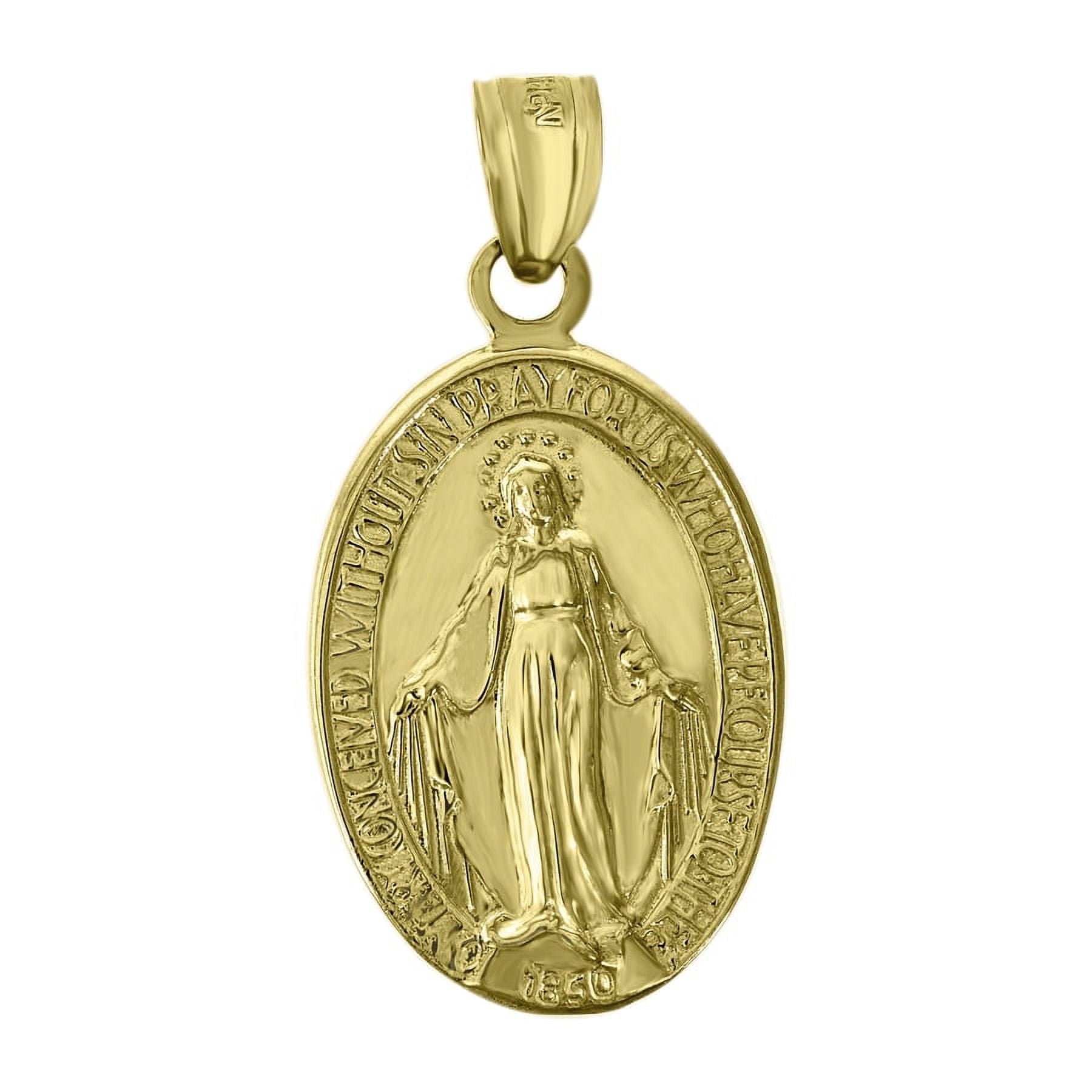 Auriga 14k Yellow Gold Mary Pray For Us Religious Charm Pendant for ...
