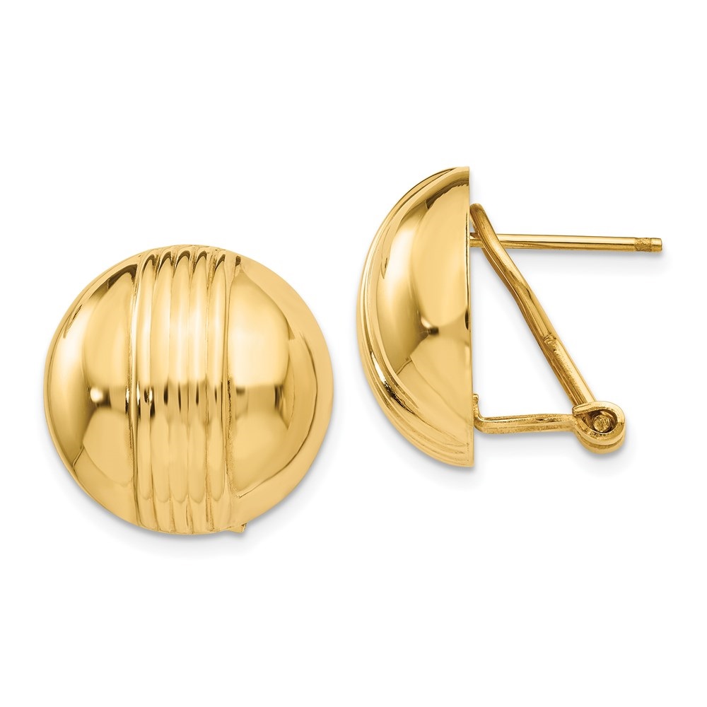 Auriga 14k Yellow Gold Omega Stud Earrings for Women(L- 16mm, W- 16mm ...