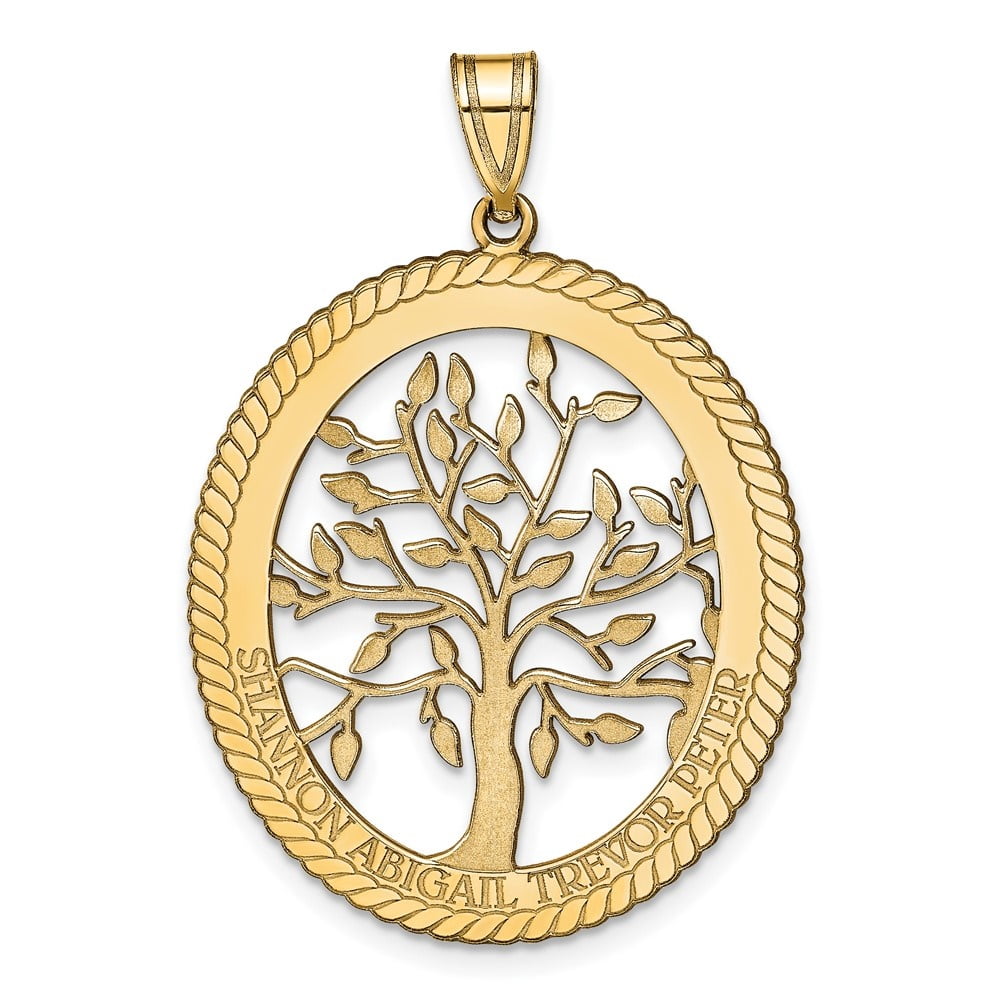 Auriga 14k Yellow Gold Oval Family Tree Pendant for Women(L- 32.5mm, W ...