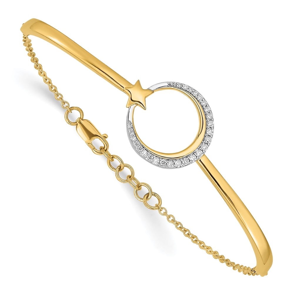 Auriga Fine Jewelry 14K Yellow Gold Polished Moon and Star Diamond ...
