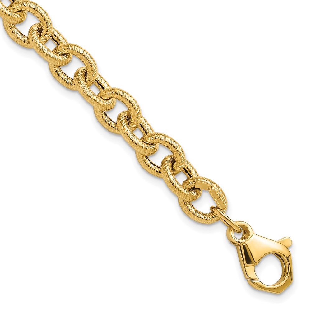 Leslie's Real 14kt Yellow Gold Polished and Textured Fancy Link Chain ...