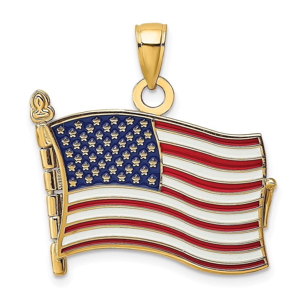 Auriga Fine Jewelry 14K Yellow Gold w/ Enamel 3-D Pledge Of Allegiance ...