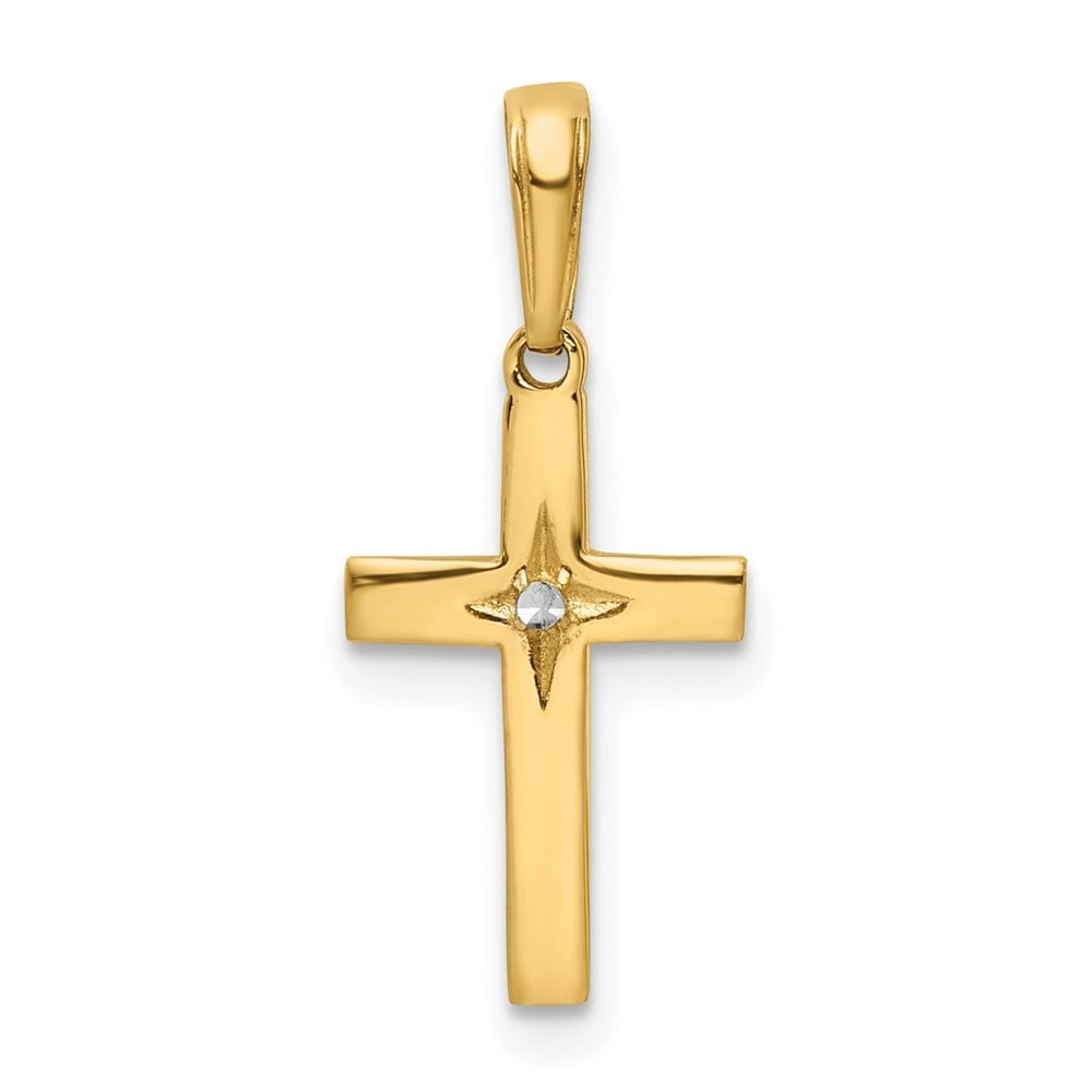 Auriga 14k Yellow Gold w/Rhodium D/C Cross Pendant for Women (L-22.22 ...