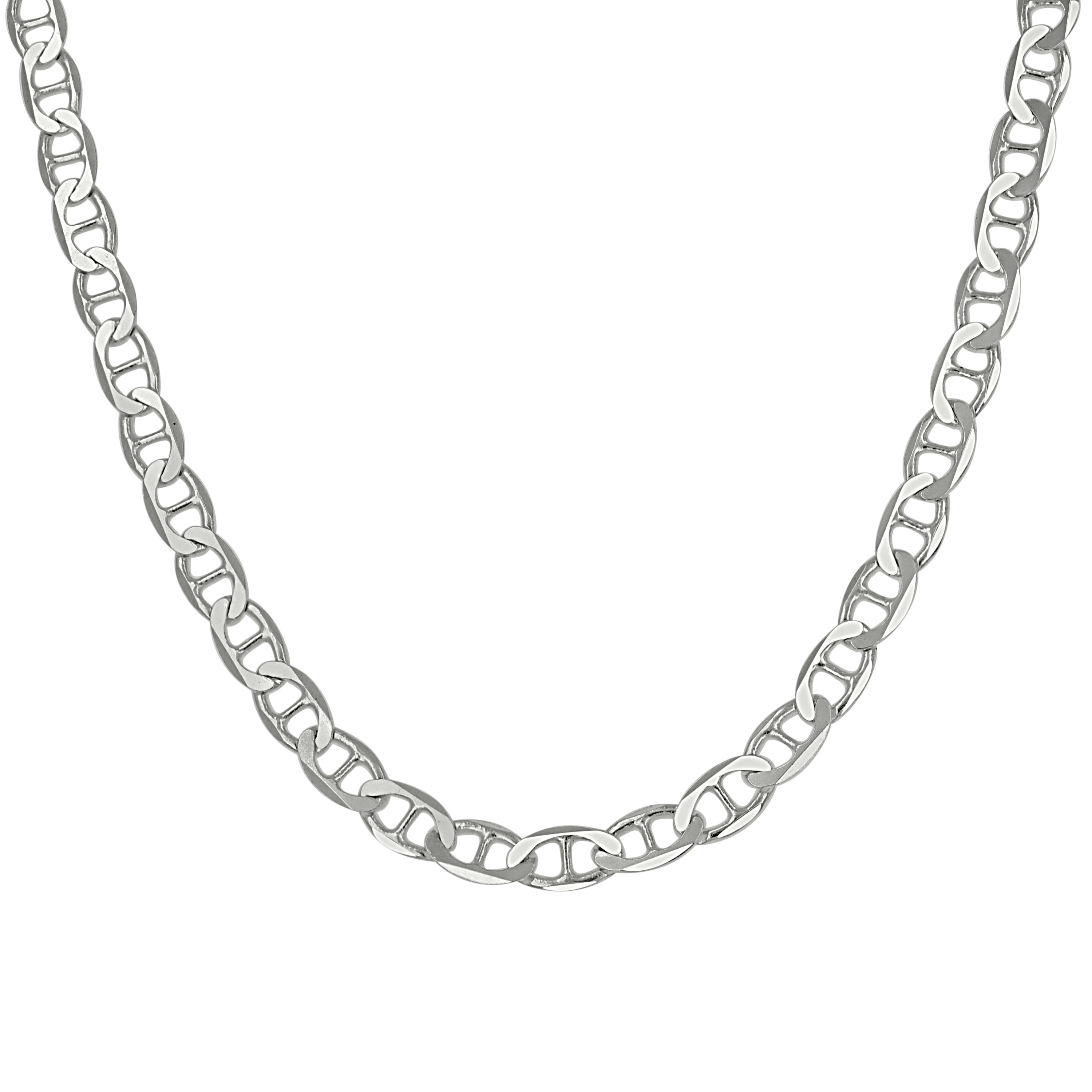 Auriga 4mm Solid Classic Mariner Chain Necklace 16" in 925 Sterling ...