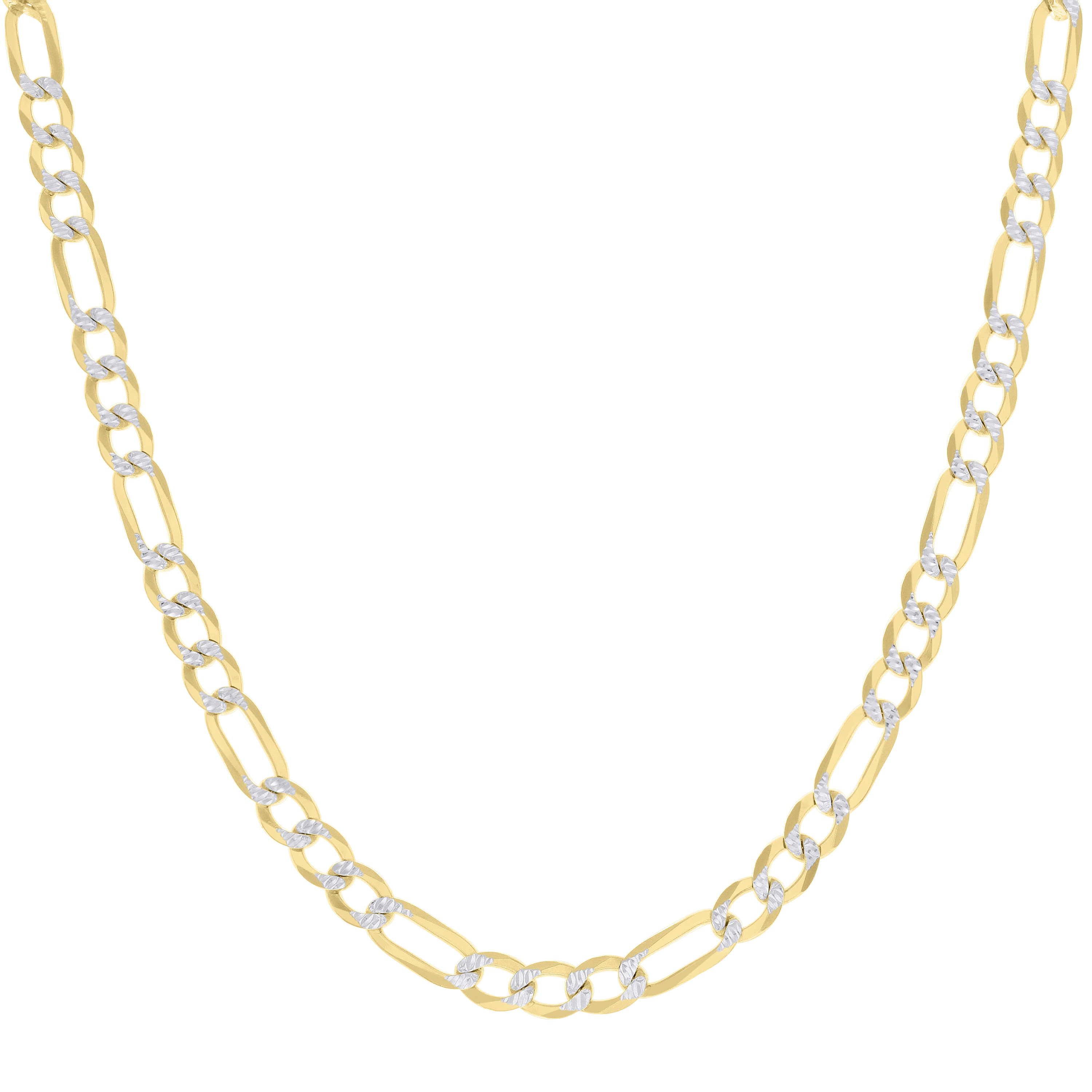 Auriga 925 Sterling Silver Two-tone-plated 6.7mm Pave Super Flat Figaro ...