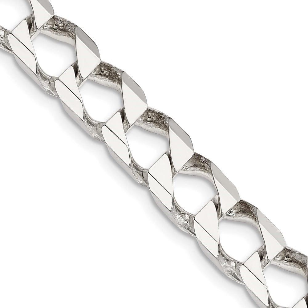Auriga Fine Jewelry 925 Sterling Silver 8.6 mm Flat Open Curb Chain ...