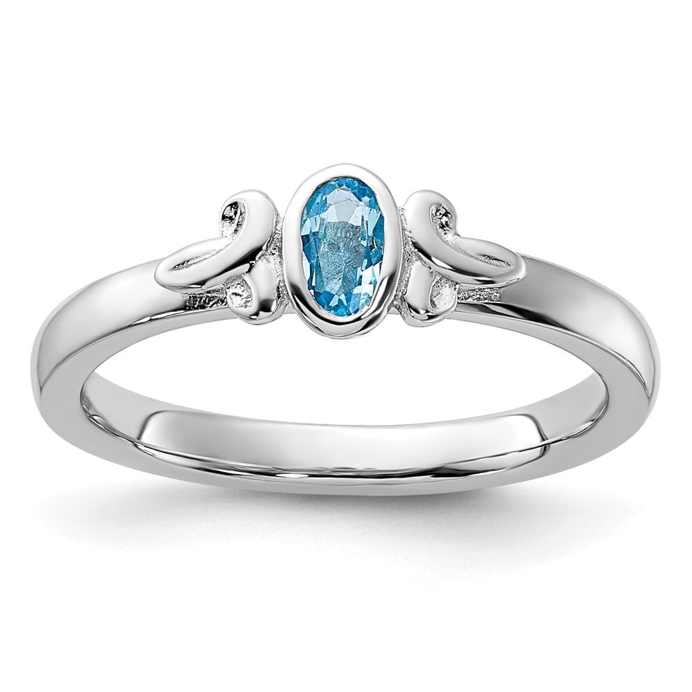 Auriga 925 Sterling Silver Blue Topaz Ring for Women Size- 5 - Walmart.com
