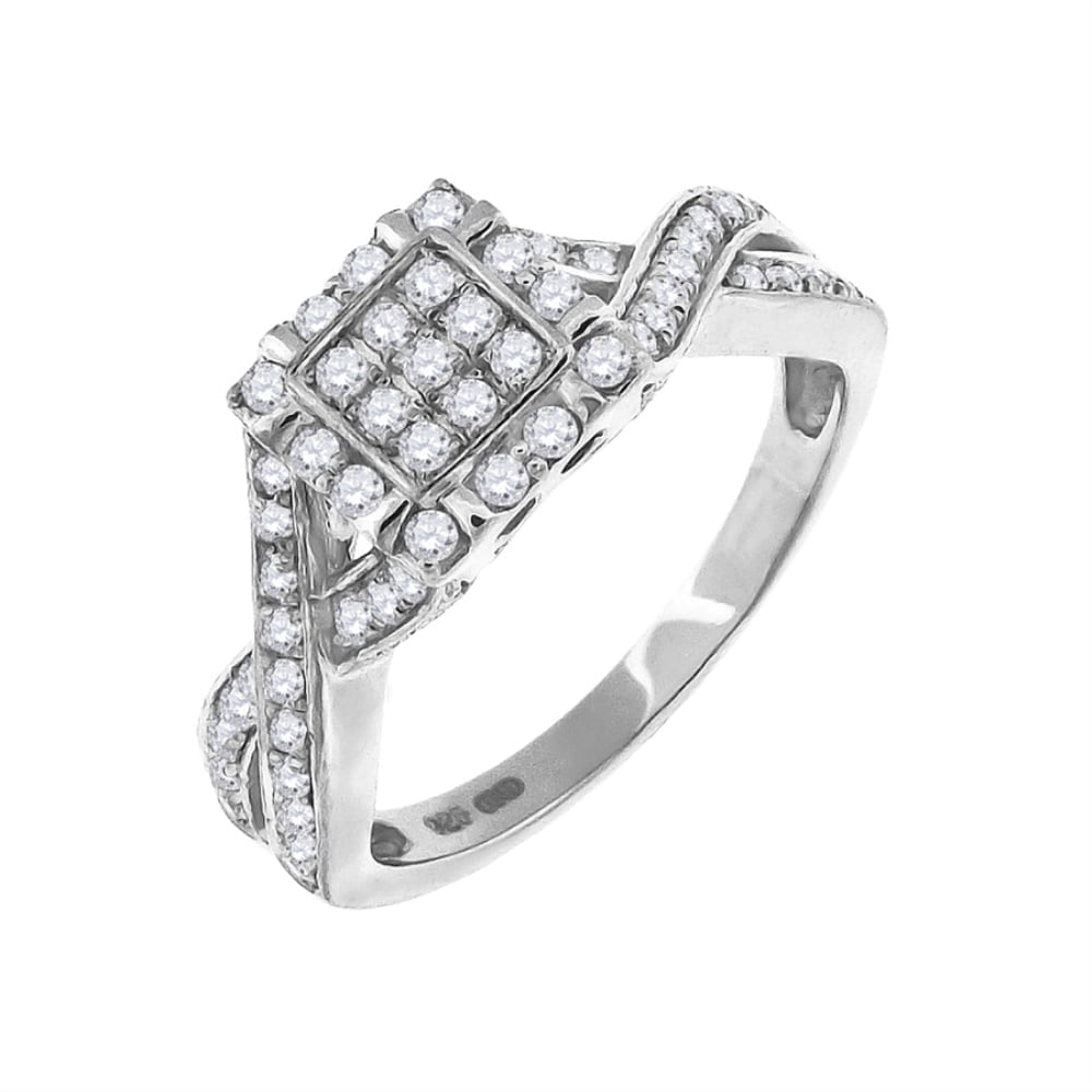 Auriga Fine Jewelry 925 Sterling Silver Cubic Zirconia Size-9 Square ...
