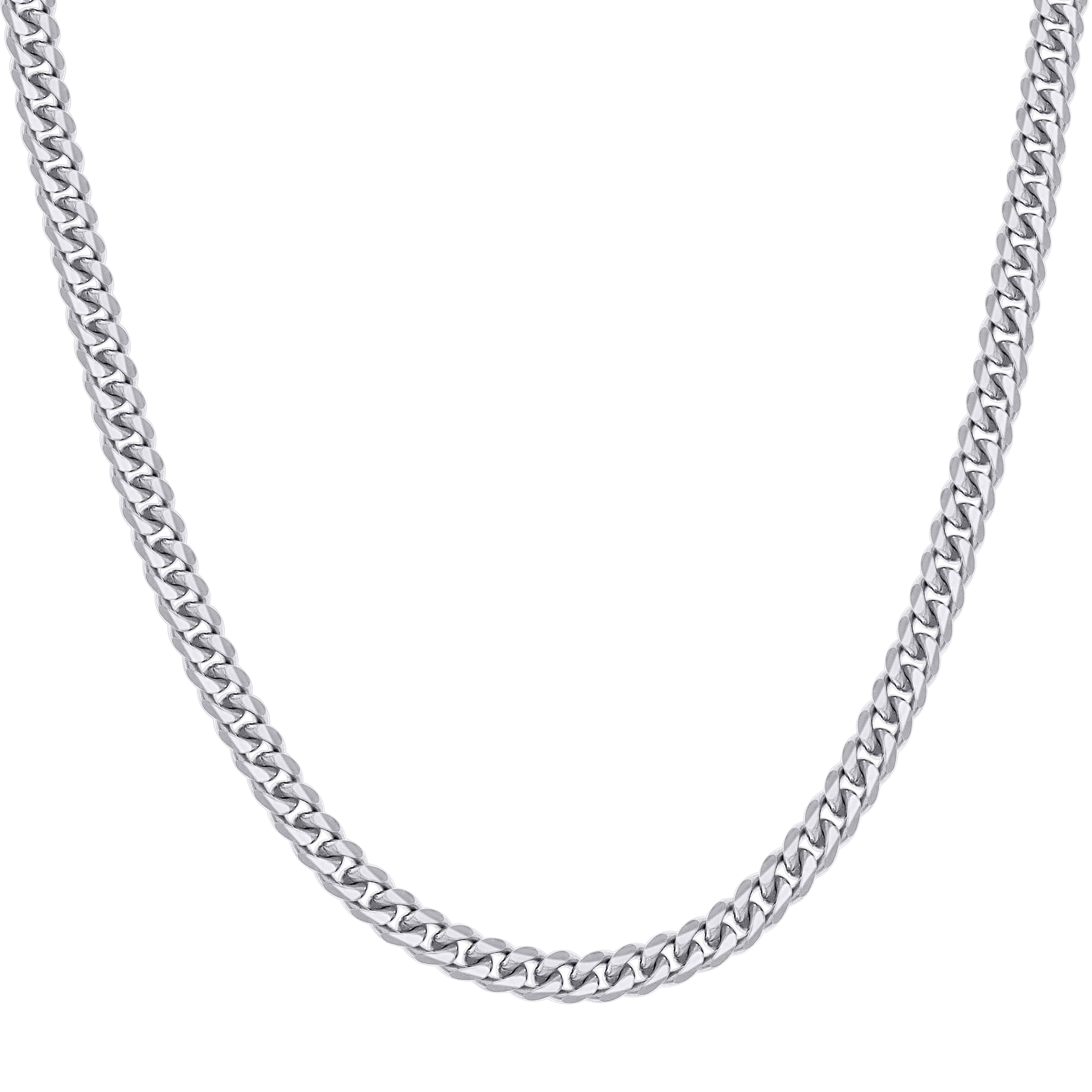 Auriga 925 Sterling Silver Rhodium Plated 6.3mm Solid Miami Cuban Chain ...