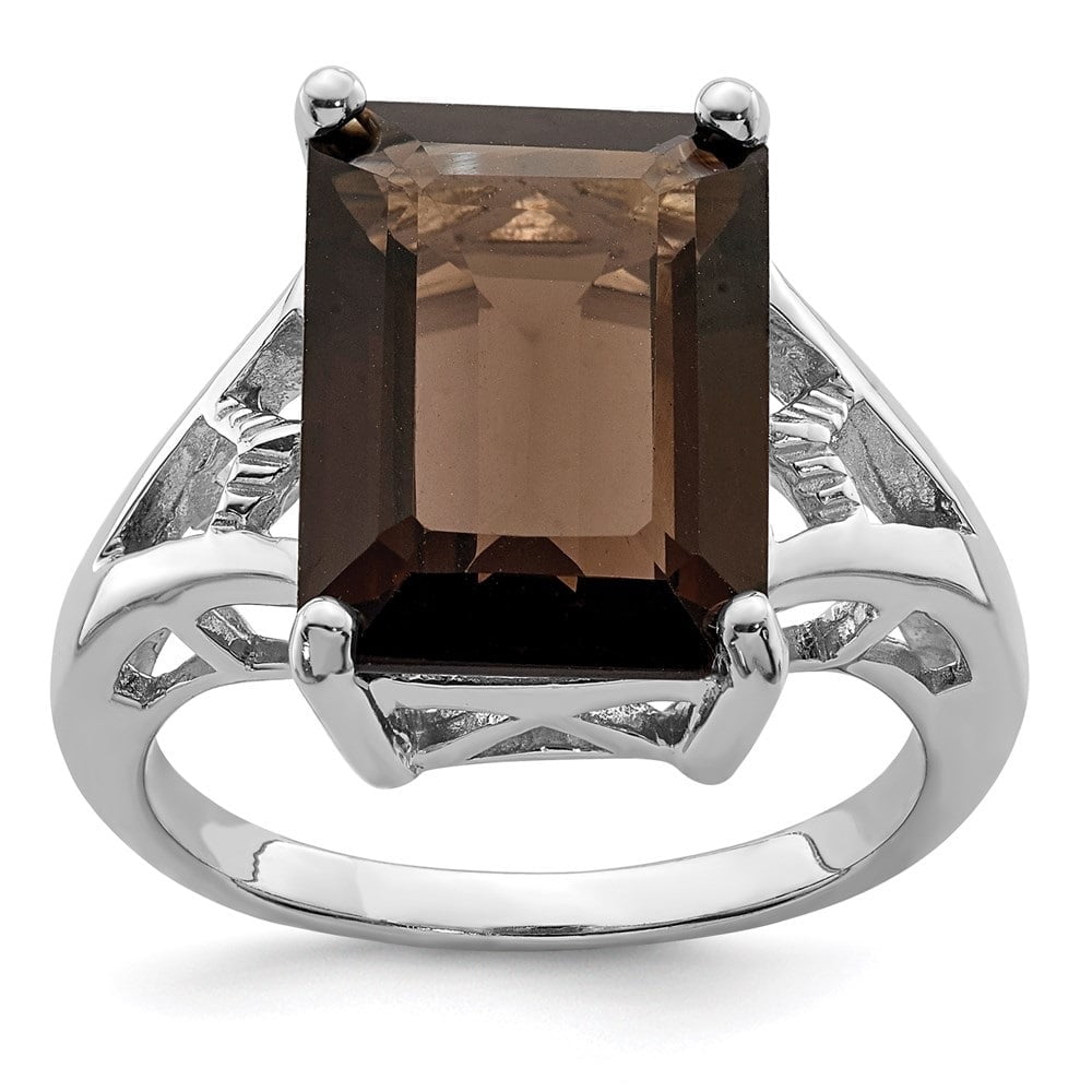 Auriga Fine Jewelry 925 Sterling Silver Smoky Quartz Engagement Ring ...
