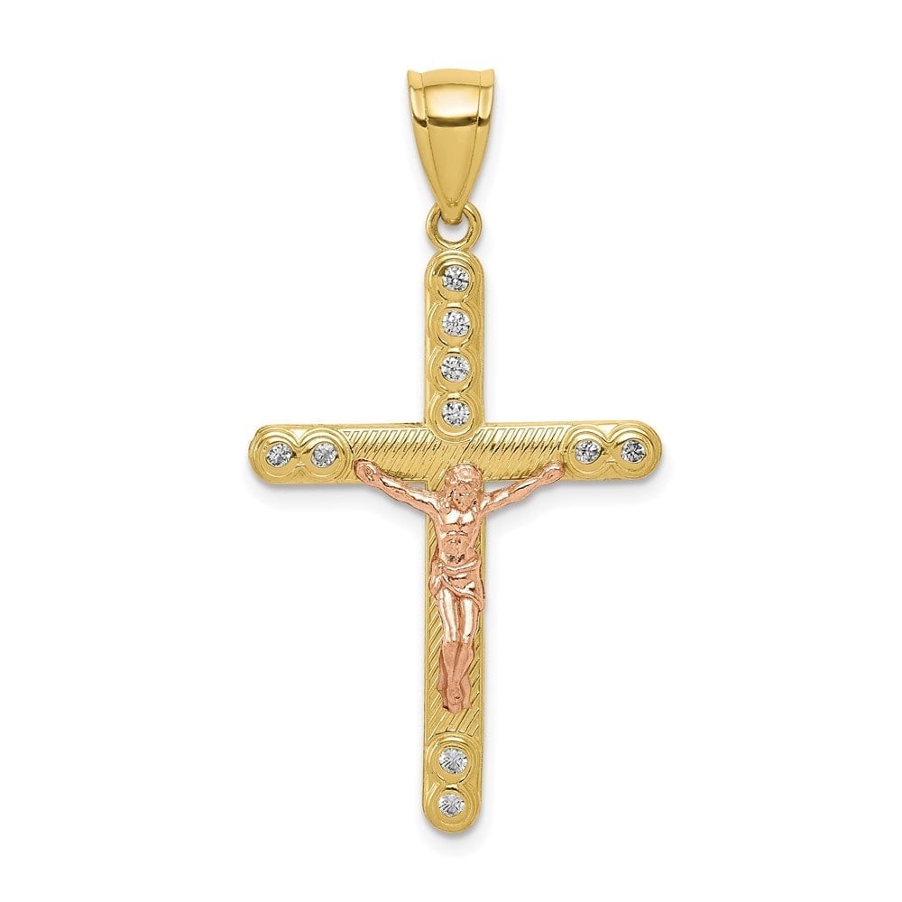 Auriga Fine Jewelry 10K Two-Tone Gold Cubic Zirconia Crucifix Cross ...