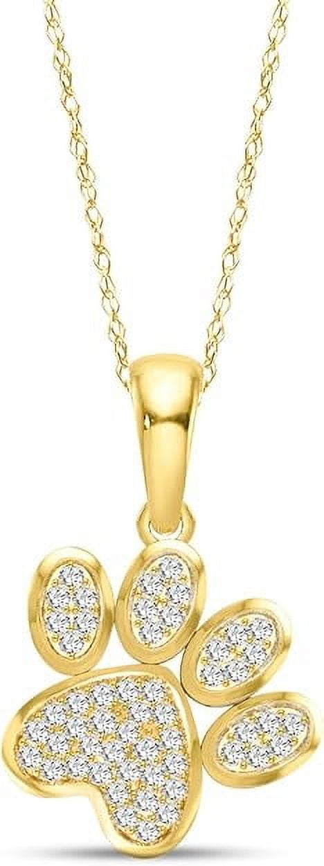 Auriga Fine Jewelry 10K Yellow Gold Diamond Dog Paw Print Pendant Rope ...