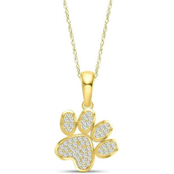 Auriga Fine Jewelry 10K Yellow Gold Diamond Dog Paw Print Pendant Rope ...