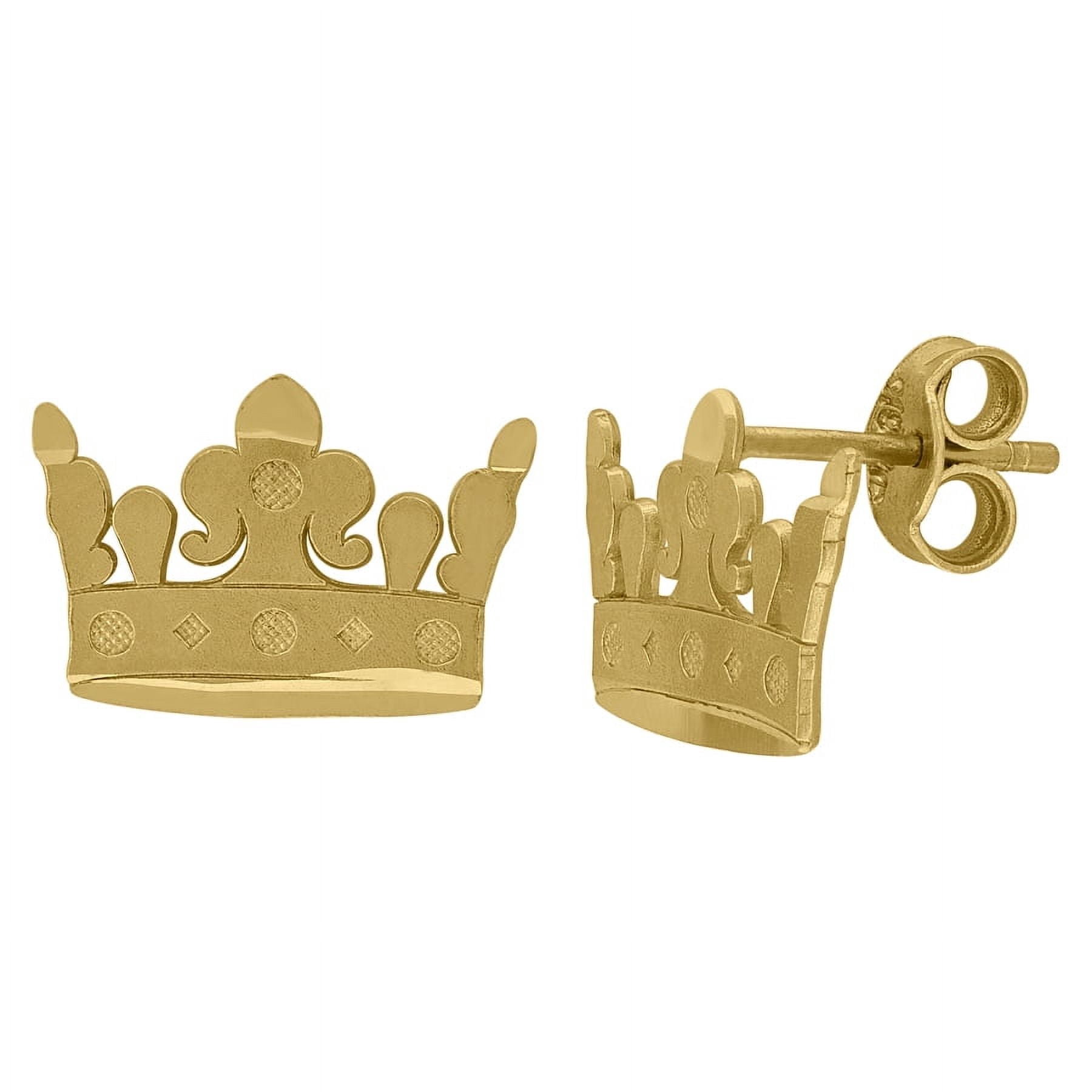 Auriga Fine Jewelry 10K Yellow Gold Dc Textured Crown Stud Earrings for ...