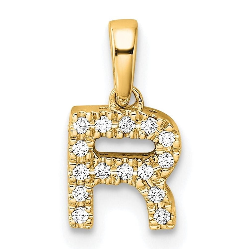 Auriga Fine Jewelry 10K Yellow Gold Diamond Letter R Initial with Bail ...