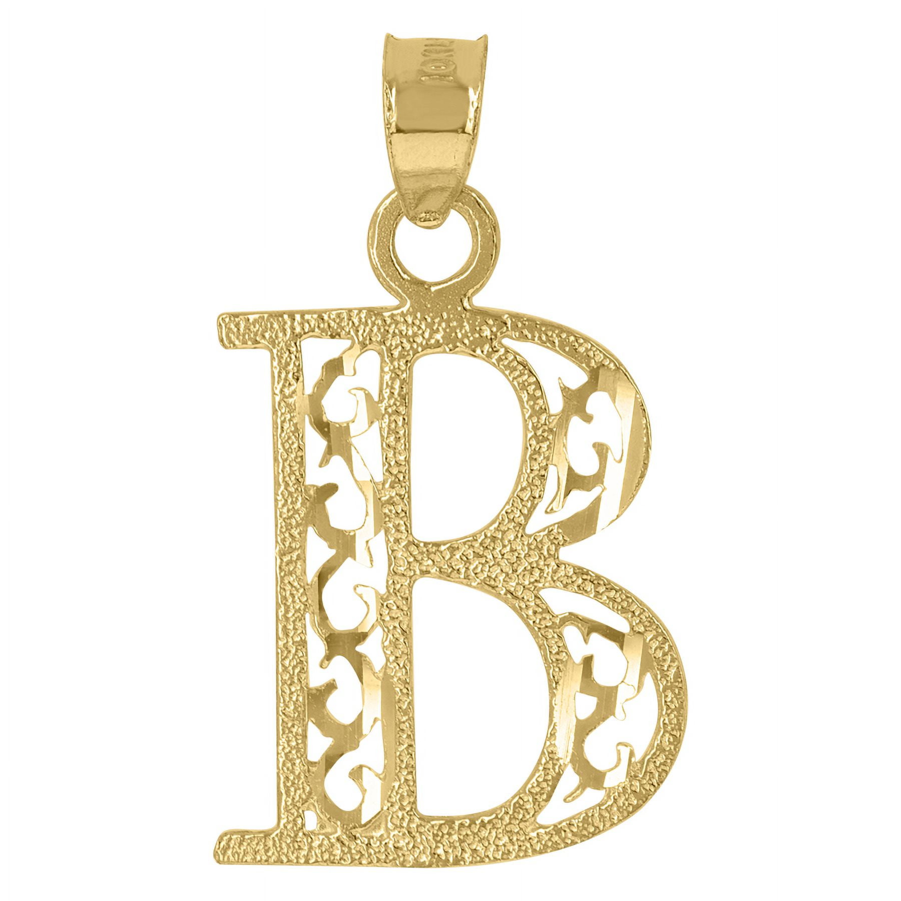 Auriga Fine Jewelry 10K Yellow Gold Initial Letter B Charm Pendant for ...