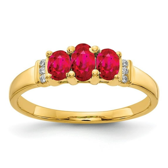 Auriga Fine Jewelry 10K Yellow Gold Polished Triple Ruby and Diamond 3-stone Ring for Women Size ...