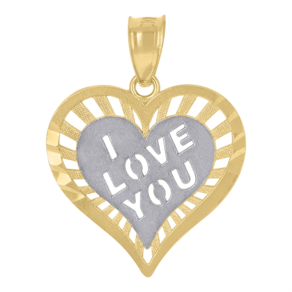 Auriga Fine Jewelry 10K Yellow Gold Textured I Love You Heart Charm ...