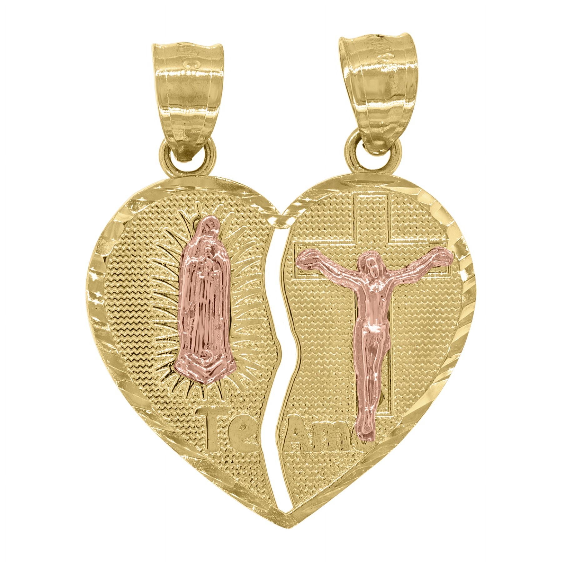 Auriga Fine Jewelry 14K Gold Two-Tone Broken Heart Te Amo Guadalupe ...